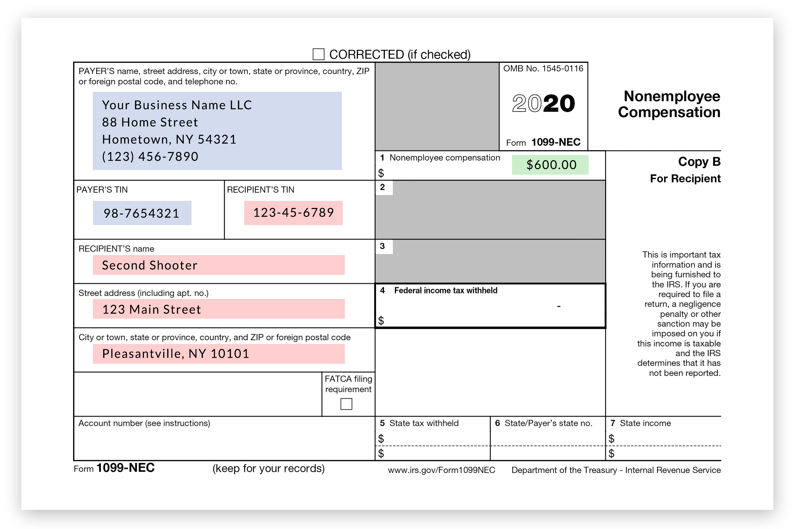 The New 1099 NEC IRS Form For Second Shooters Independent Contractors formerly 1099 MISC 